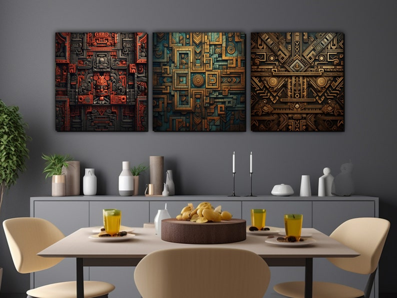 Ancient Mayan Murals, Mayan Art, Mayan Digital Paper Pack, 300DPI ...