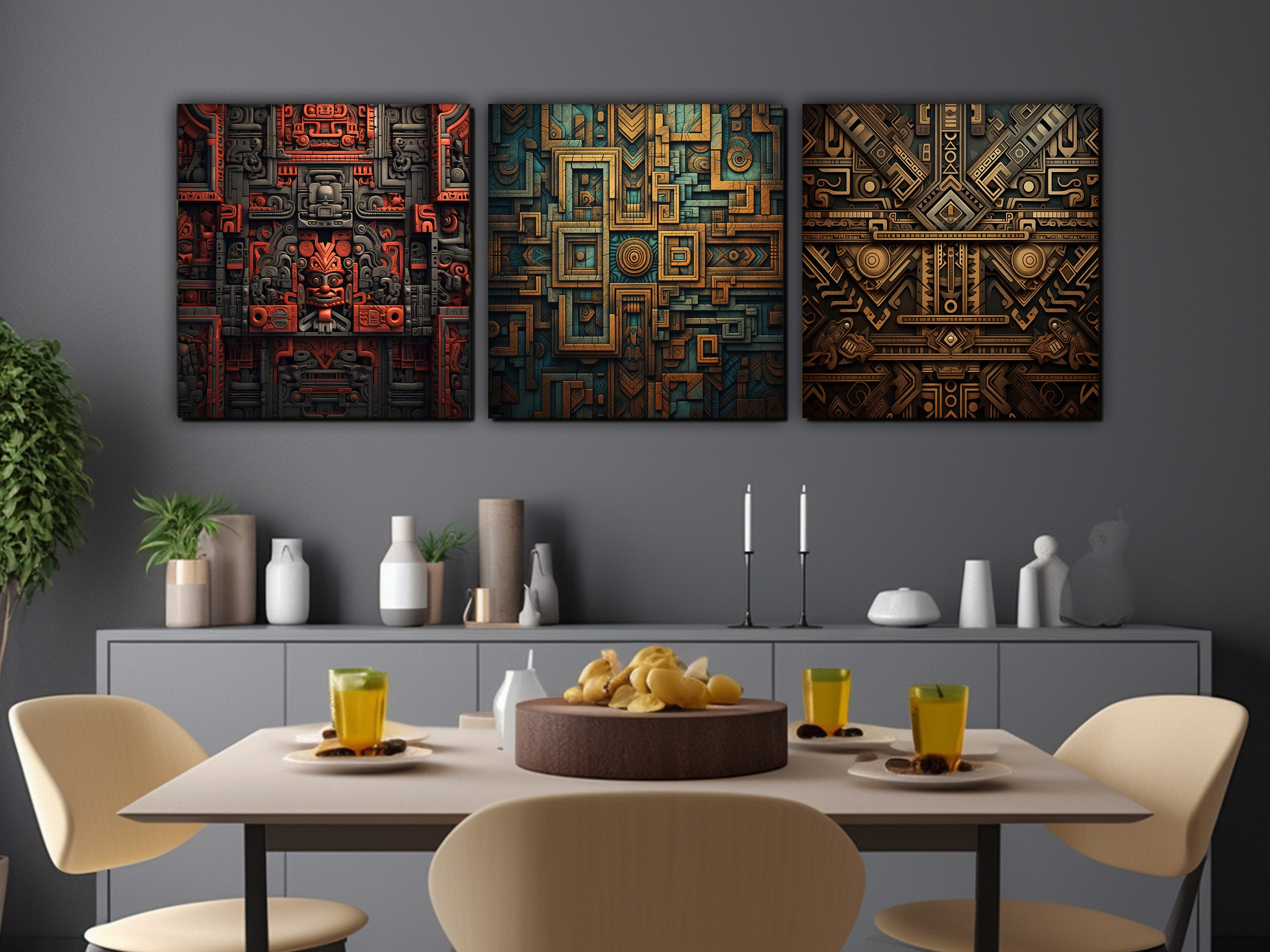 Ancient Mayan Murals, Mayan Art, Mayan Digital Paper Pack, 300DPI ...