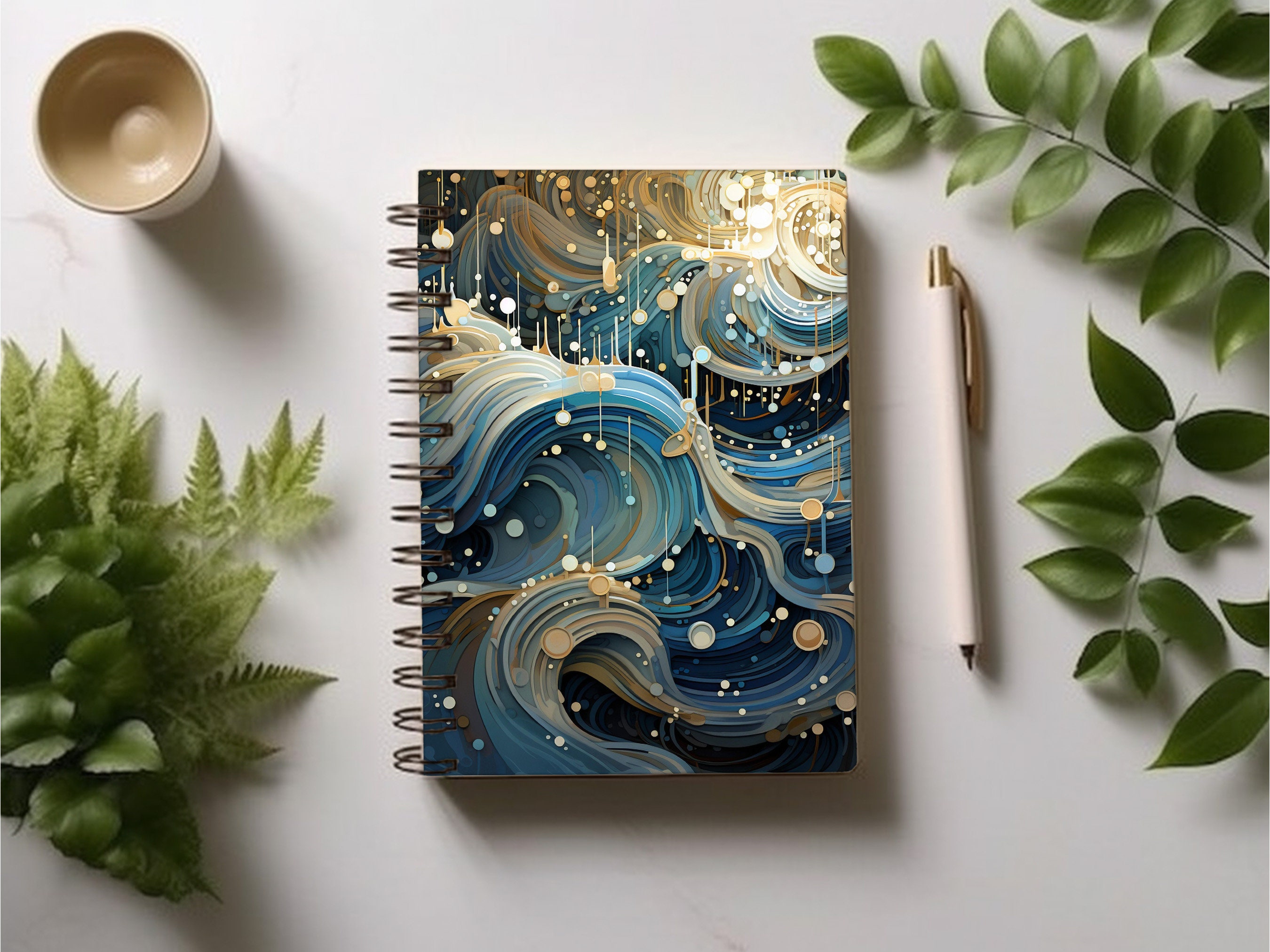Golden Ocean Waves Digital Paper Pack, Gilded Tidal Patterns, Lustrous ...