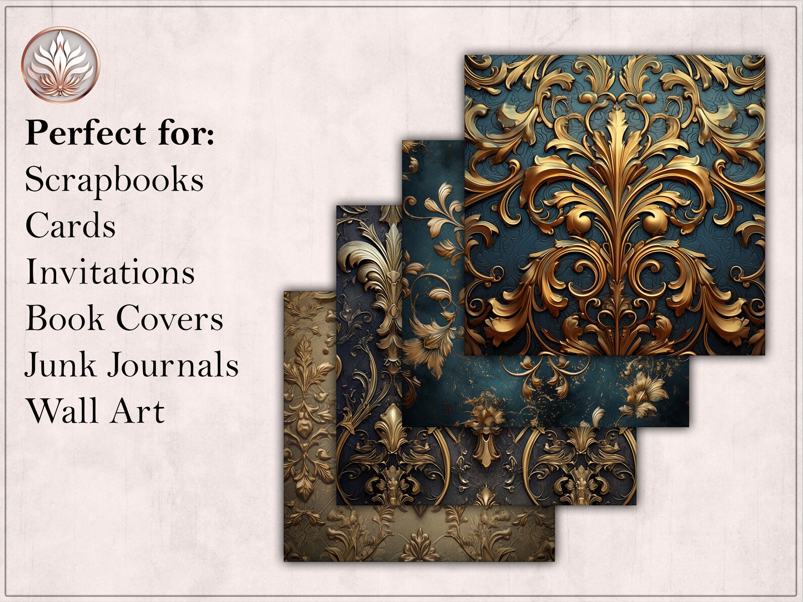 Gilded Fleur-de-lis Digital Paper Pack, Golden Lys Patterns, Luxurious ...