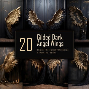 Gilded Dark Angel Wings Digital Photo Backdrop, Portrait Wing ...