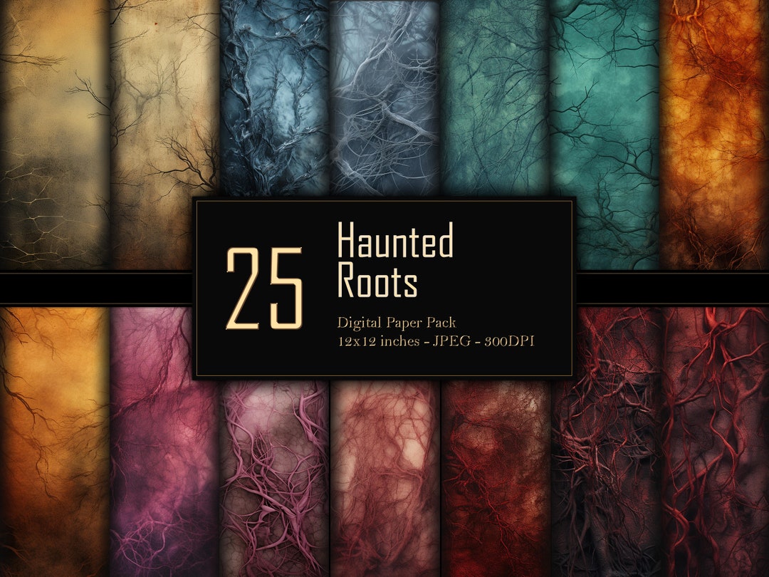 Haunted Roots Digital Paper Pack, Eerie Tree Patterns, Mysterious ...