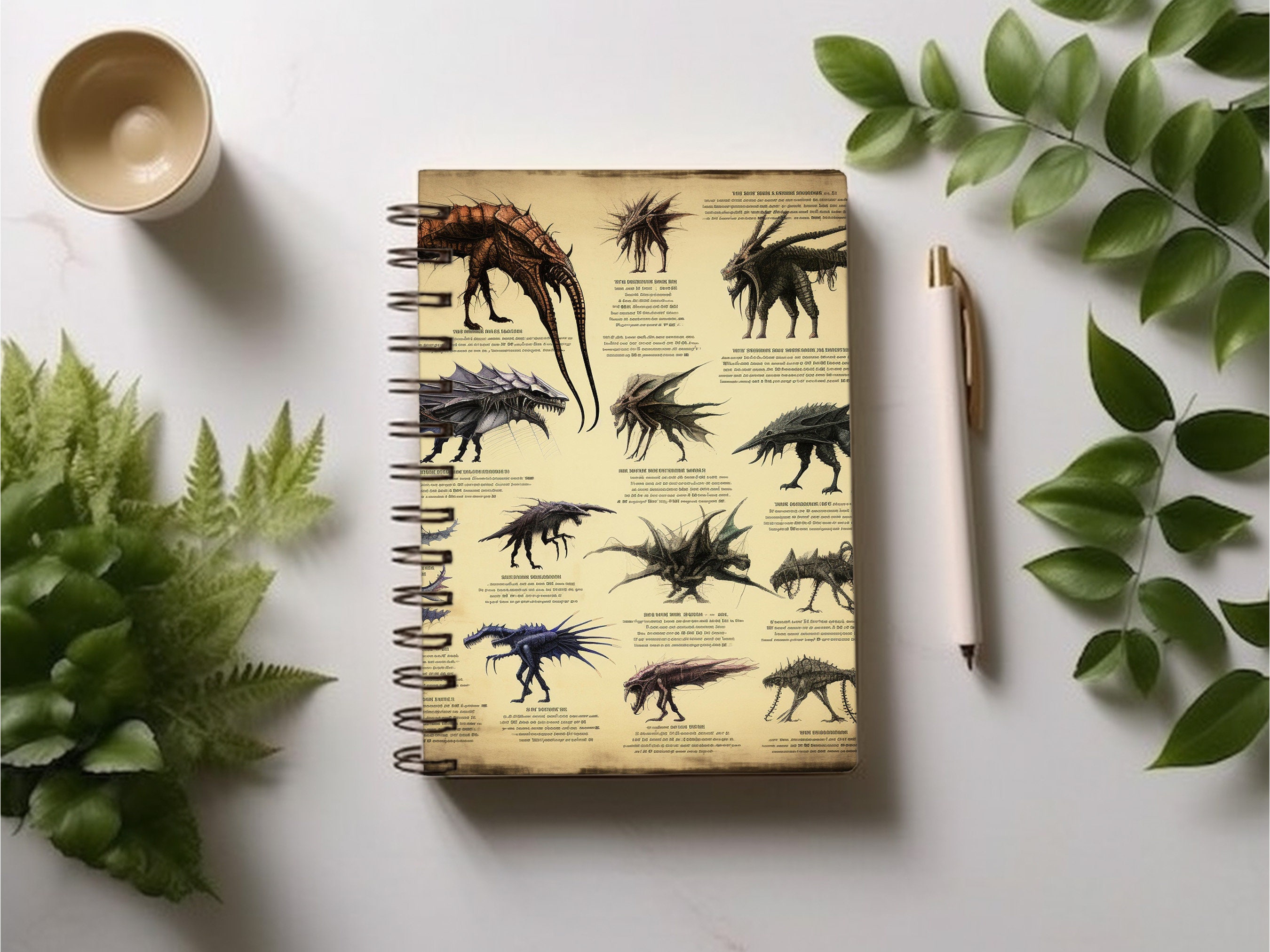 Fantastic Beasts Bestiary Pages Digital Paper Pack, Mythical Creature ...