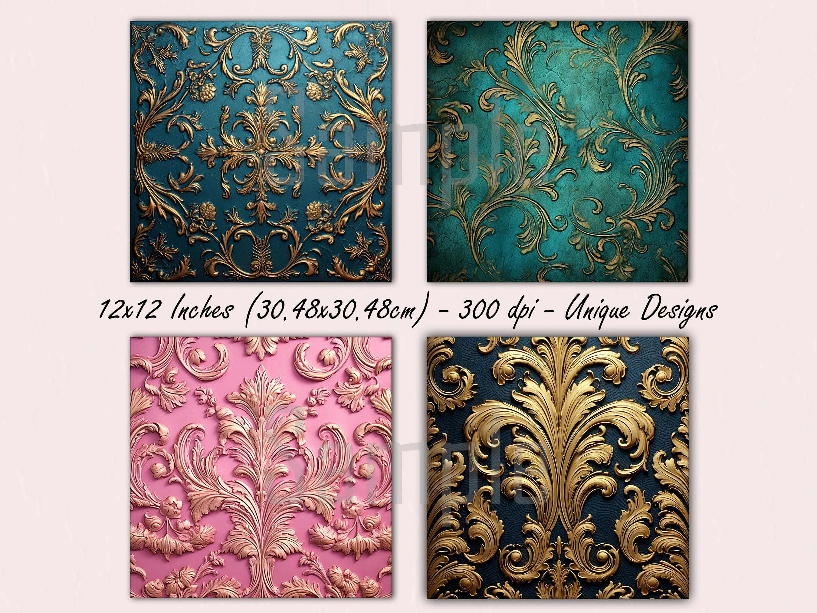 Golden Vintage Royal Patterns Digital Paper Pack, Luxurious Antique ...
