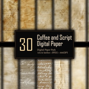 Coffee and Script Digital Paper, Commercial Use, 300 DPI - Etsy