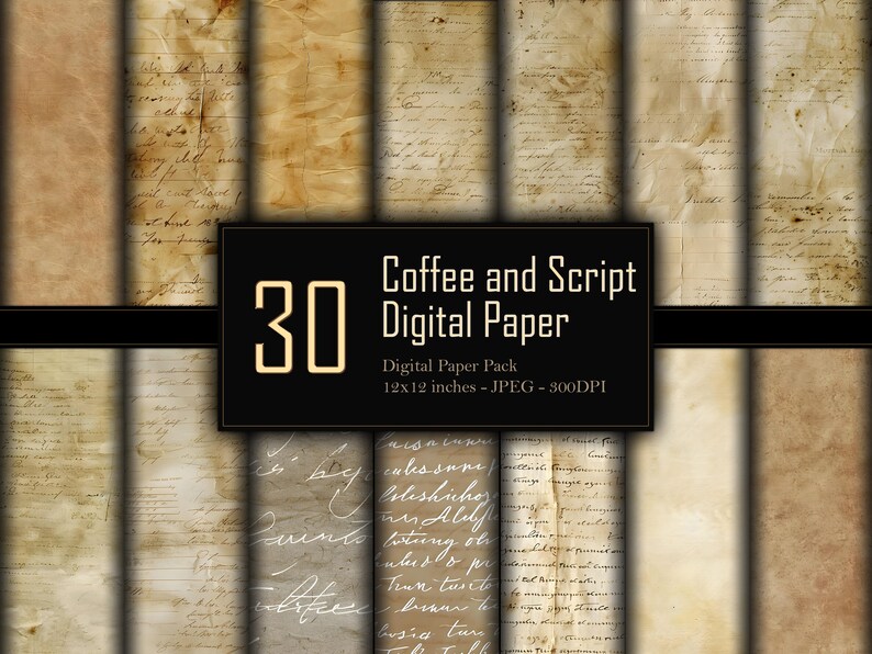 Coffee and Script Digital Paper, Commercial Use, 300 DPI - Etsy