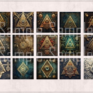 Secret Society Symbols Digital Paper Pack, Esoteric Emblems, Hidden ...