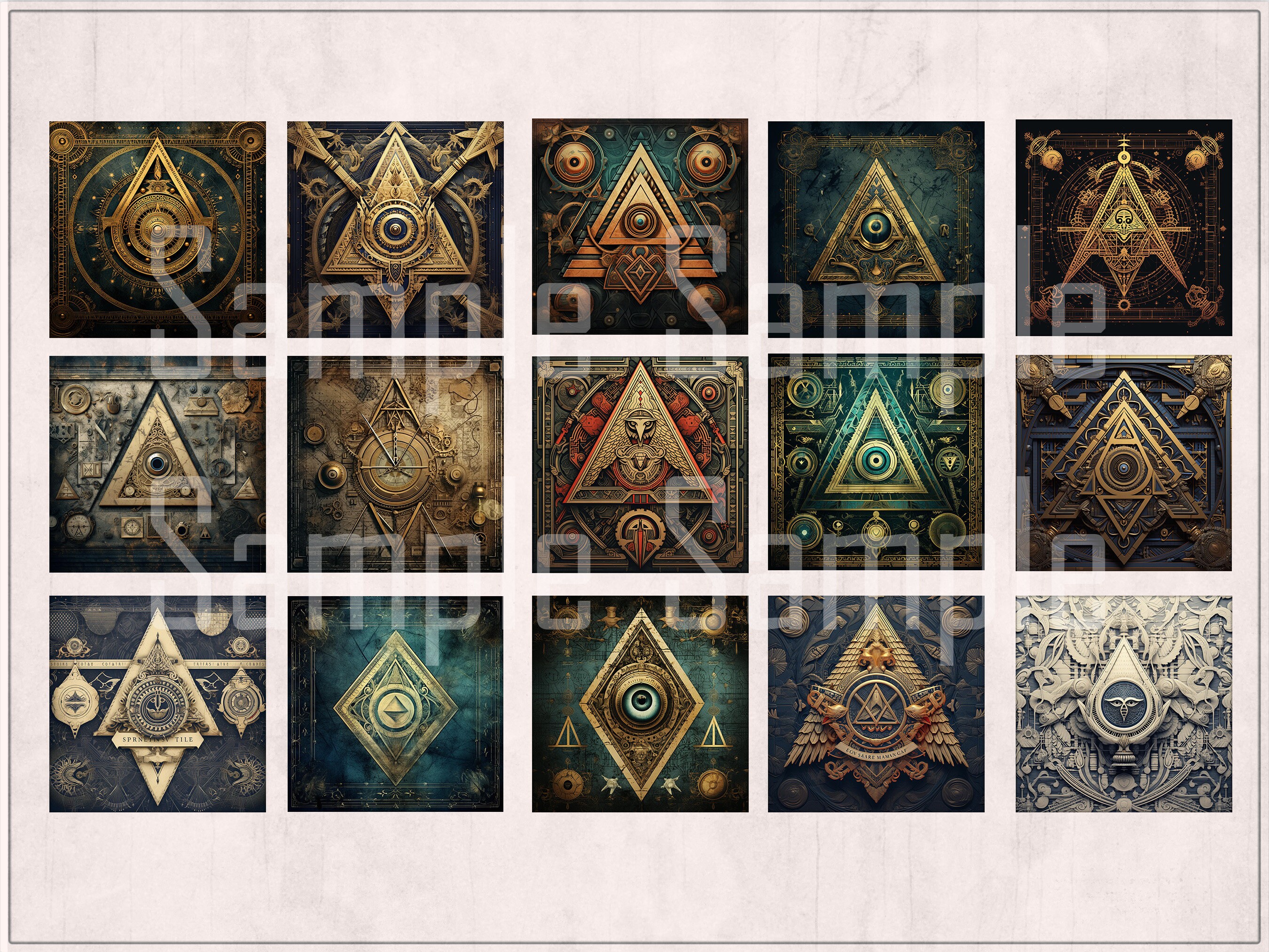 Secret Society Symbols Digital Paper Pack, Esoteric Emblems, Hidden ...