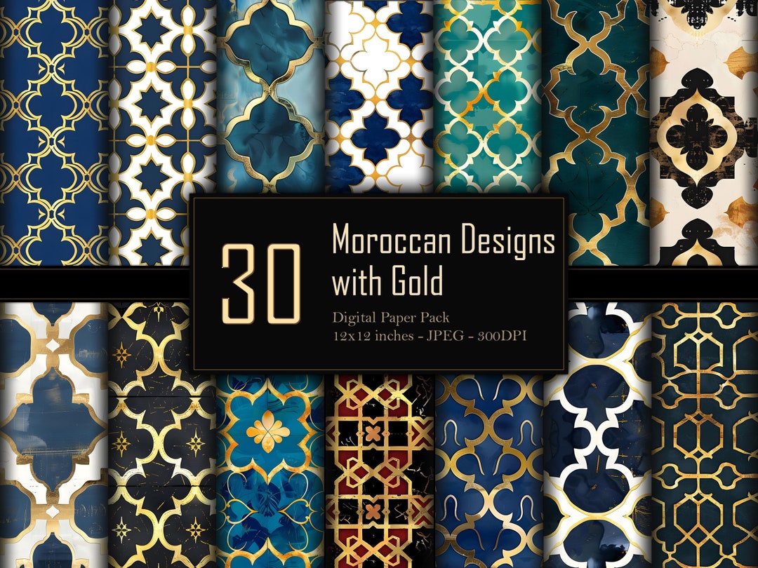 Moroccan Designs With Gold, Commercial Use, 300 DPI - Etsy