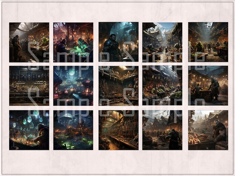 Fantasy Orc & Goblin Market Digital Paper Pack, Mystical Marketplace ...
