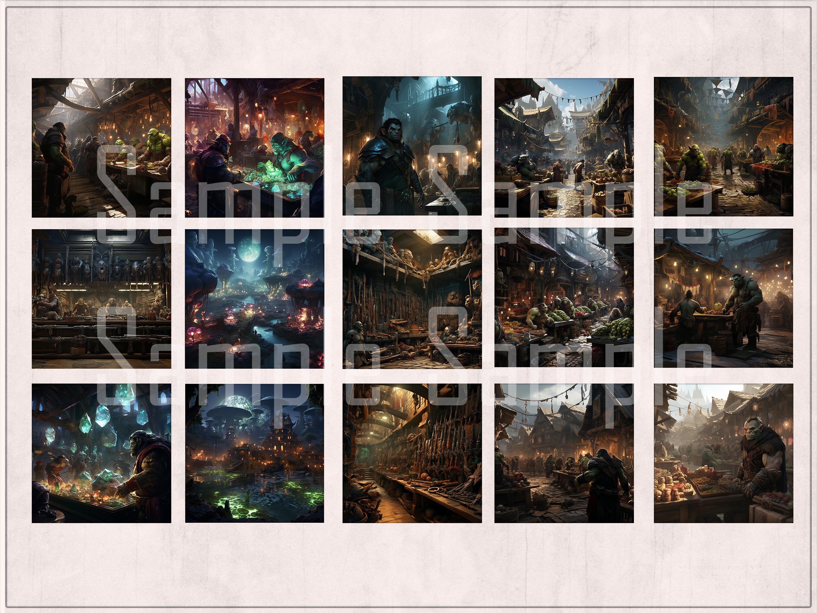 Fantasy Orc & Goblin Market Digital Paper Pack, Mystical Marketplace ...