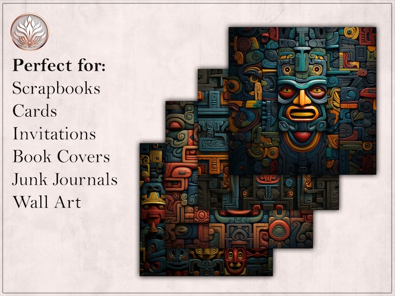 Ancient Mayan Murals, Mayan Art, Mayan Digital Paper Pack, 300DPI ...