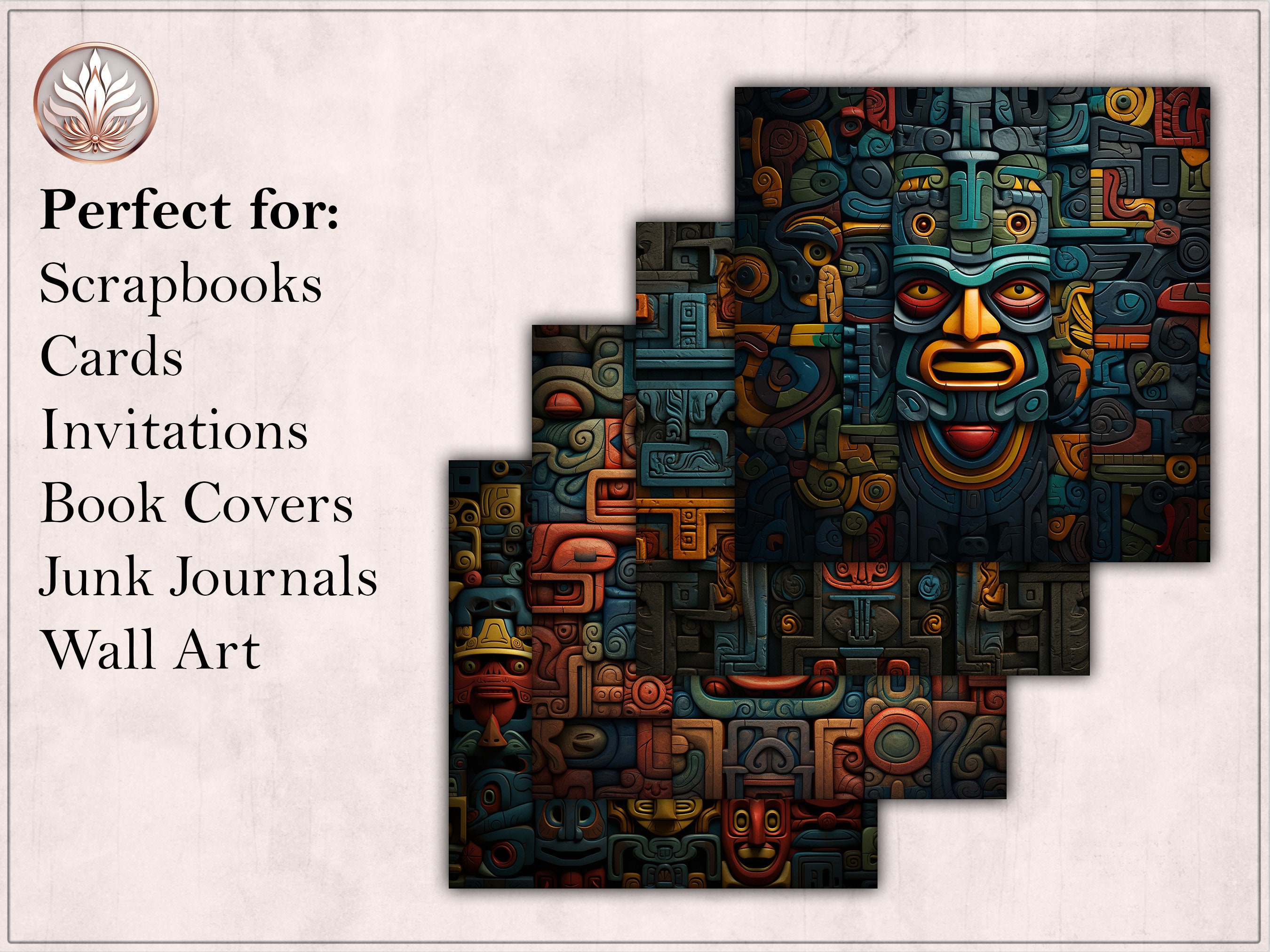 Ancient Mayan Murals, Mayan Art, Mayan Digital Paper Pack, 300DPI ...