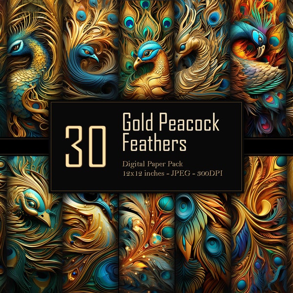 Golden Peacock Art - Etsy