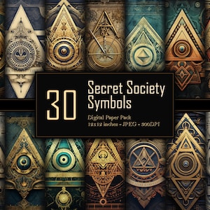 Secret Society Symbols Digital Paper Pack, Esoteric Emblems, Hidden ...
