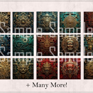Gold Aztec Art Digital Paper Pack, 12x12 Inch, Ancient Motifs, Mayan ...