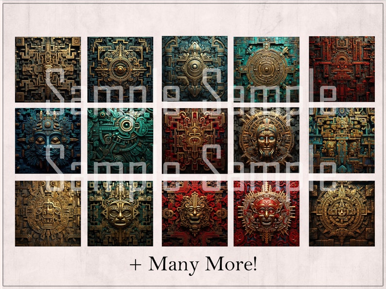 Gold Aztec Art Digital Paper Pack, 12x12 Inch, Ancient Motifs, Mayan ...