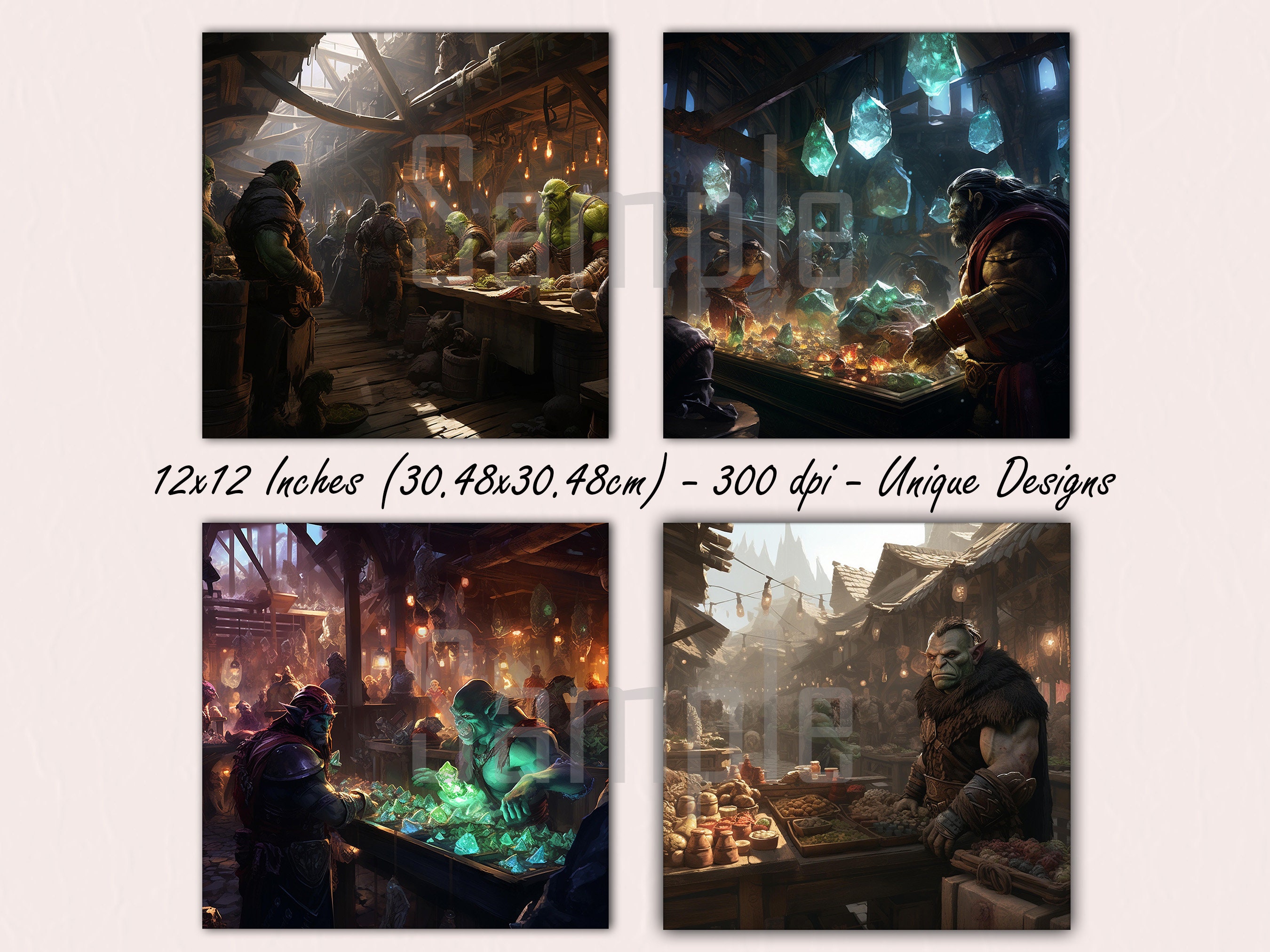 Fantasy Orc & Goblin Market Digital Paper Pack, Mystical Marketplace ...