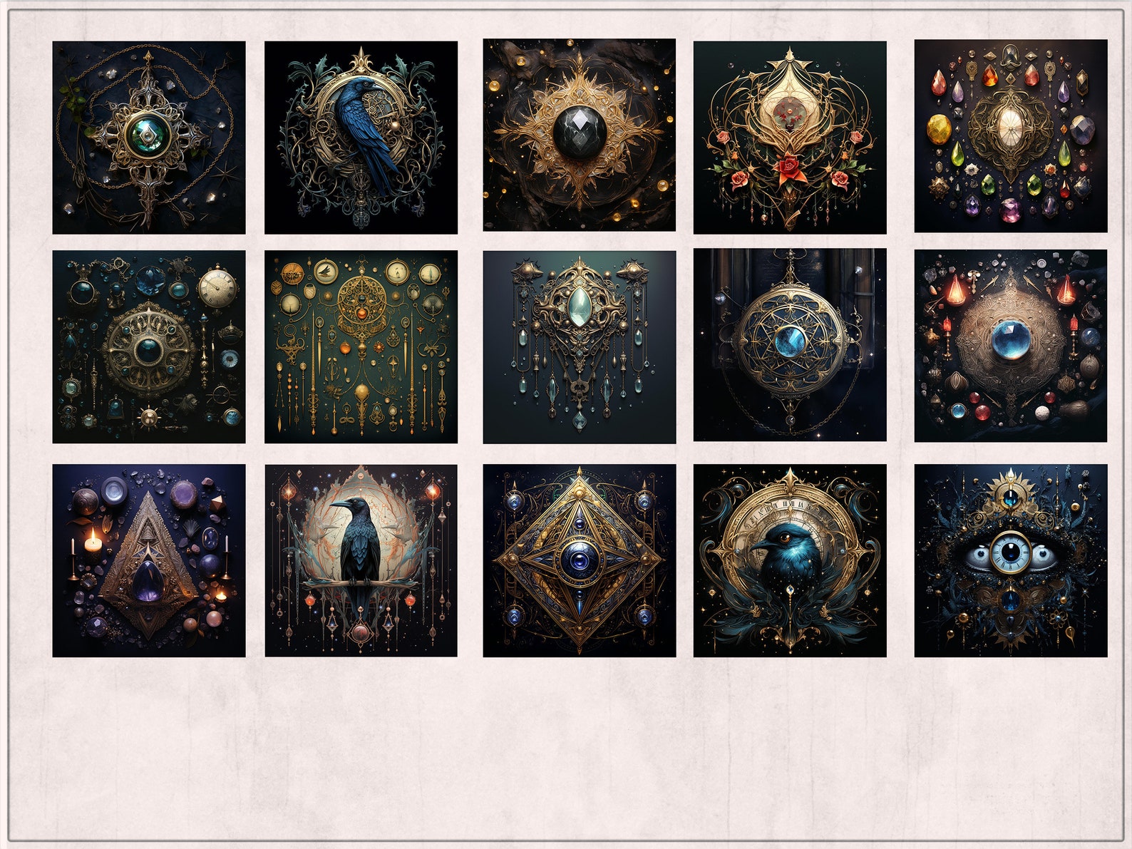 Witch Symbols and Magical Gems Digital Paper Pack, Mystical Charms ...