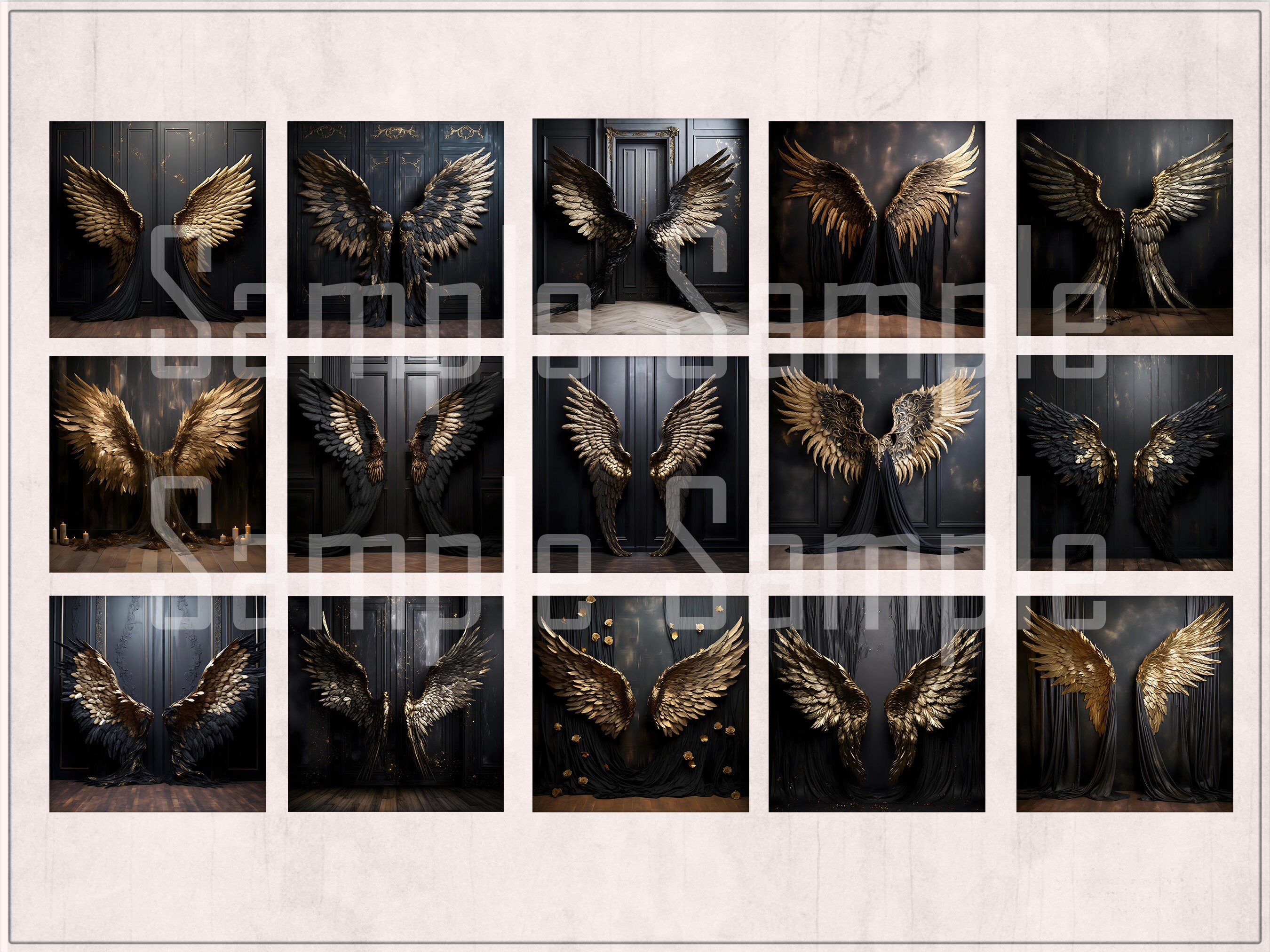 Gilded Dark Angel Wings Digital Photo Backdrop, Portrait Wing ...