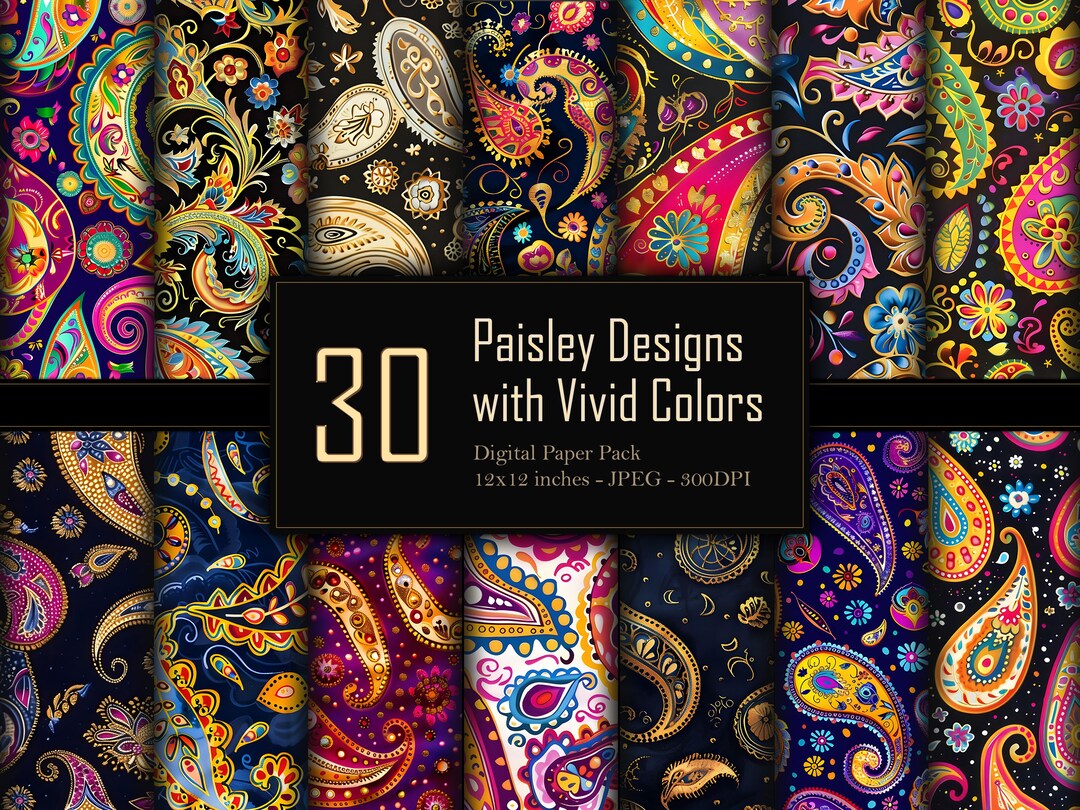Paisley Designs With Vivid Colors, Commercial Use, 300 DPI - Etsy