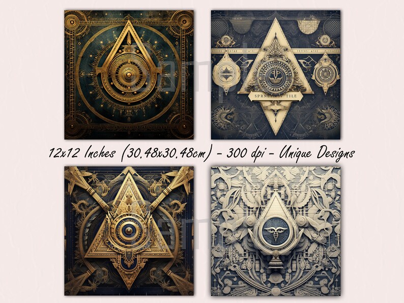 Secret Society Symbols Digital Paper Pack, Esoteric Emblems, Hidden ...