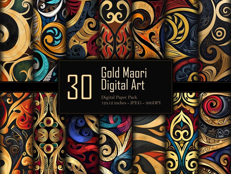 Gold Maori Digital Art, Commercial Use, 300 DPI - Etsy