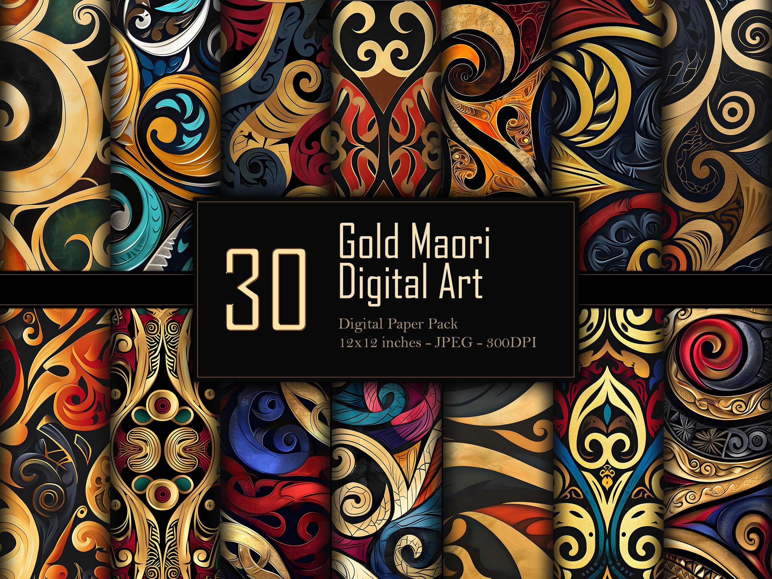 Gold Maori Digital Art, Commercial Use, 300 DPI - Etsy