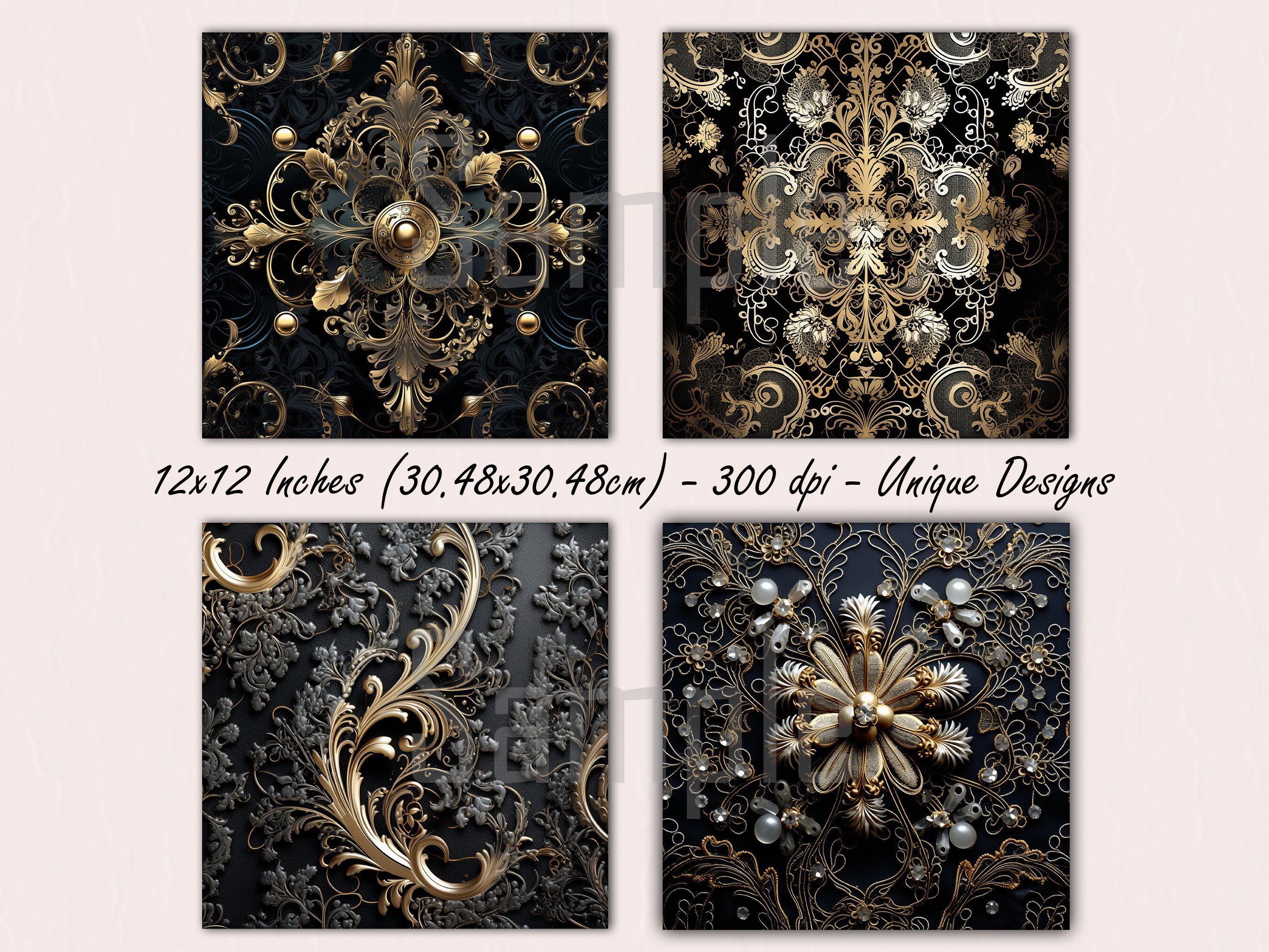 Gothic Dark Lace Digital Paper Pack, Elegant Victorian Patterns, High ...