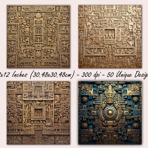 Ancient Aztec Murals Digital Paper Pack, Aztec Art Background, Mayan ...