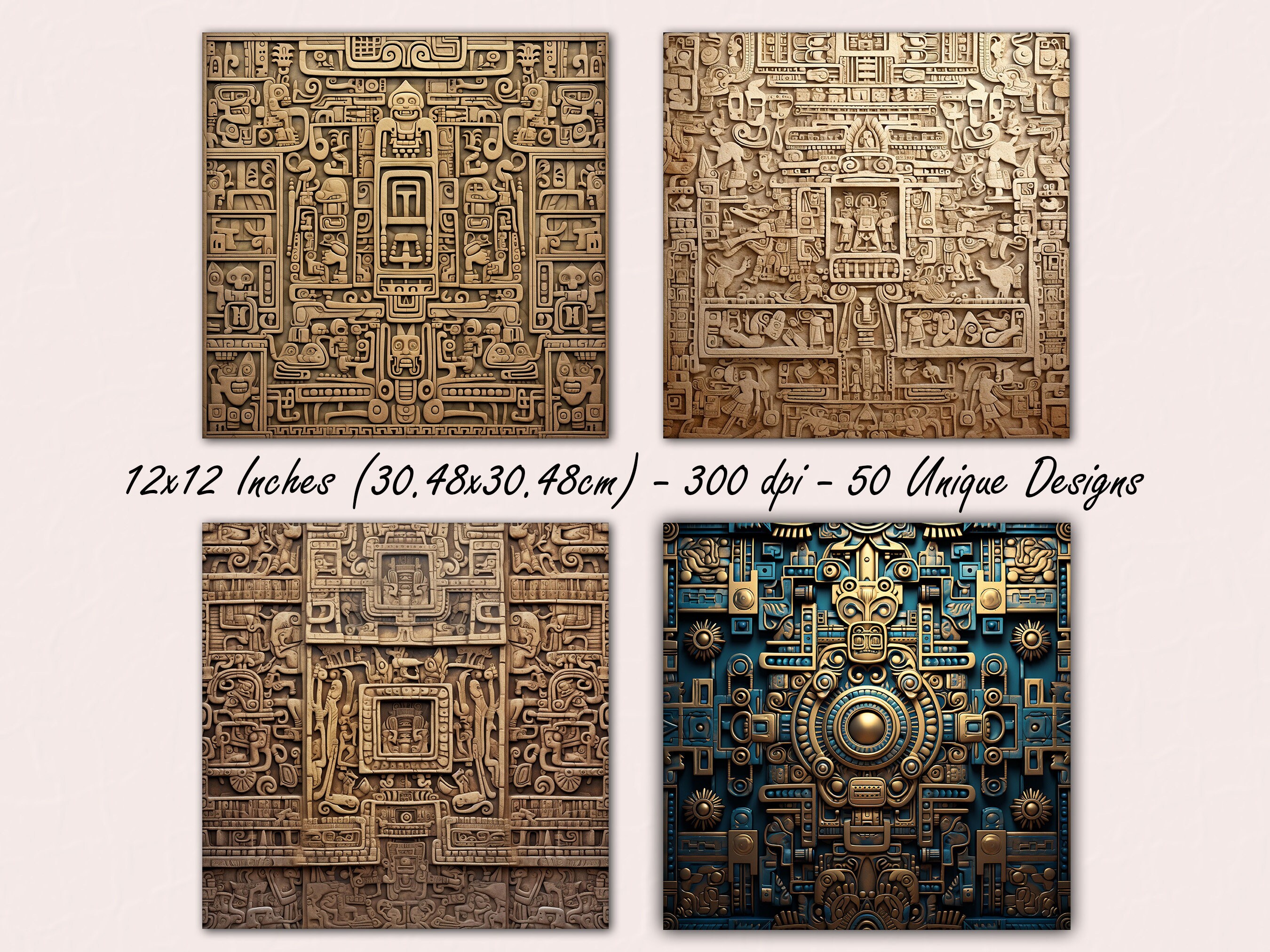 Ancient Aztec Murals Digital Paper Pack Aztec Art Background - Etsy