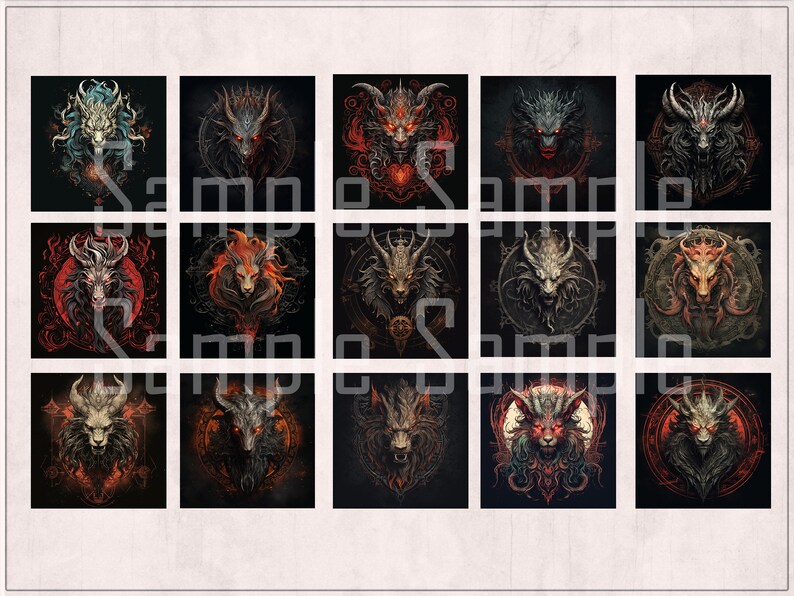 Mythical Beast Digital Paper Pack, Legendary Creature Insignias ...