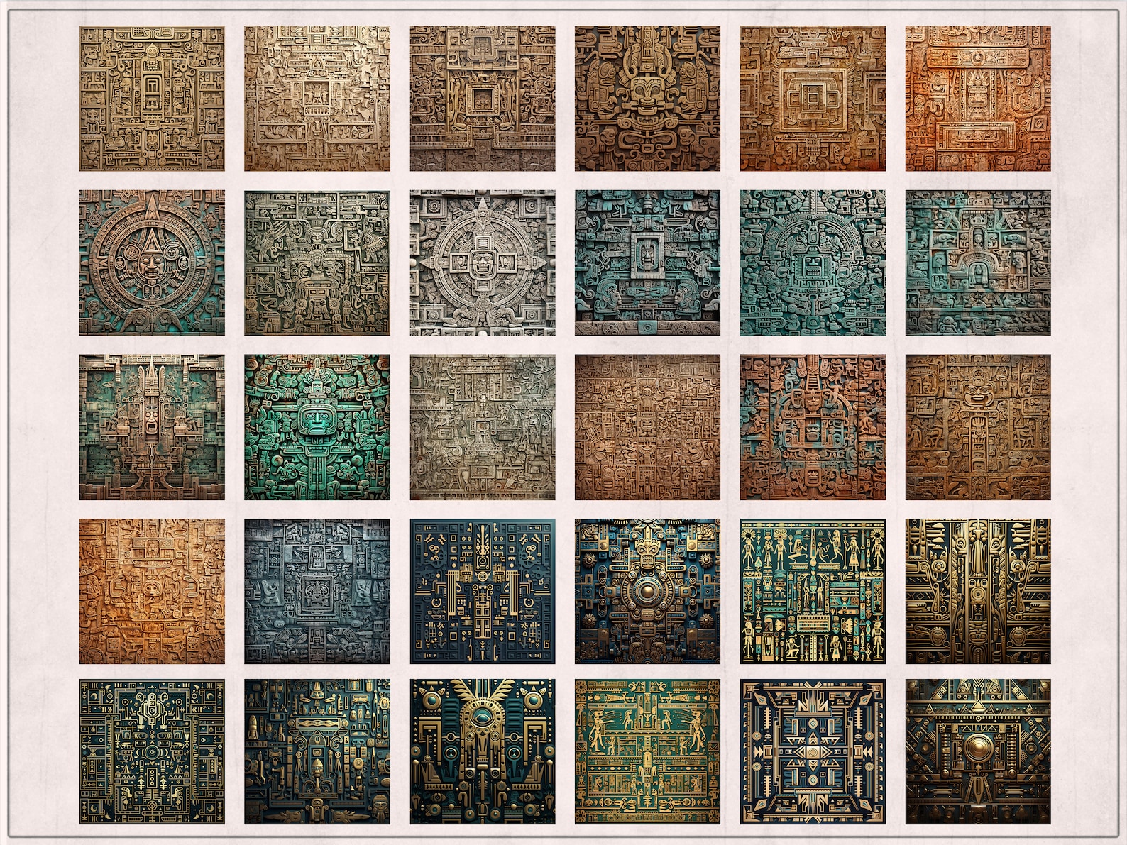 Ancient Aztec Murals Digital Paper Pack, Aztec Art Background, Mayan ...