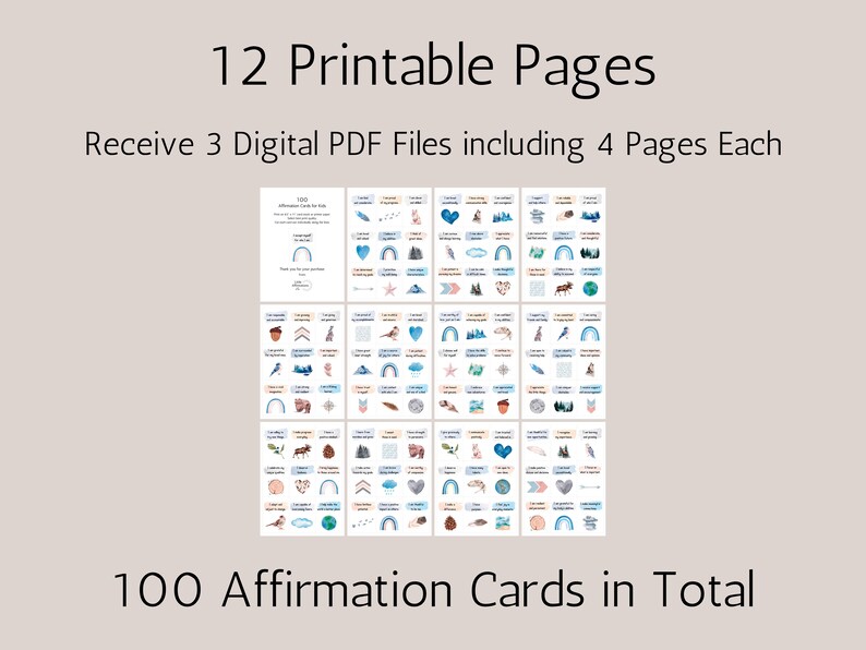 100 Printable Affirmation Cards for Kids Kids Lunchbox Notes ...