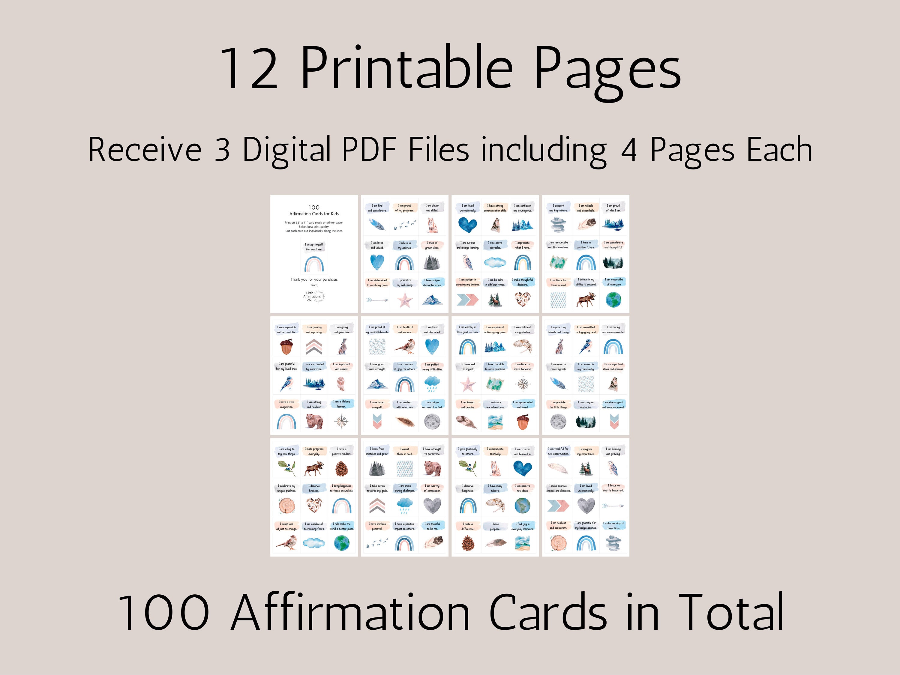 100 Printable Affirmation Cards for Kids Kids Lunchbox Notes ...