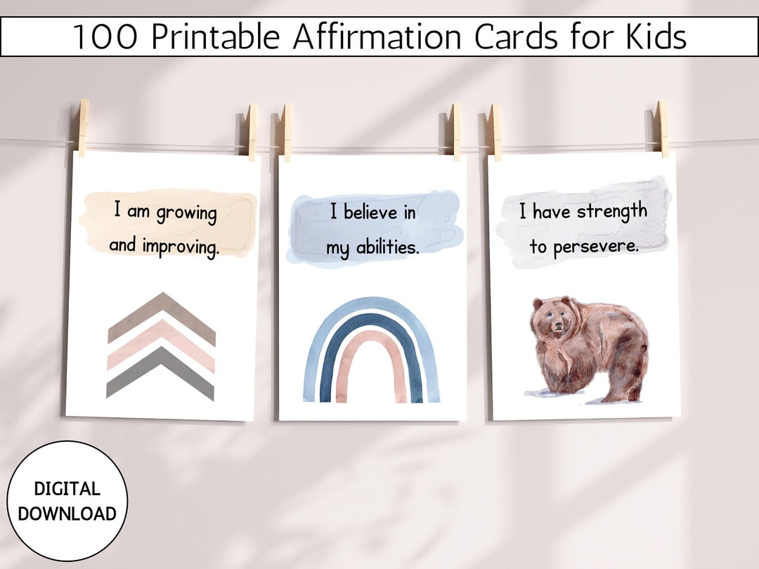 100 Printable Affirmation Cards for Kids Kids Lunchbox Notes ...
