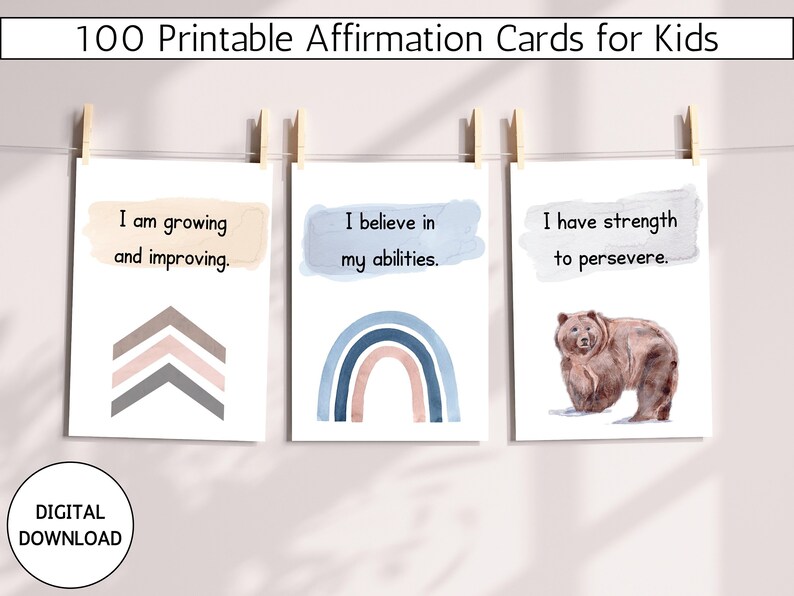 100 Printable Affirmation Cards for Kids Kids Lunchbox Notes ...