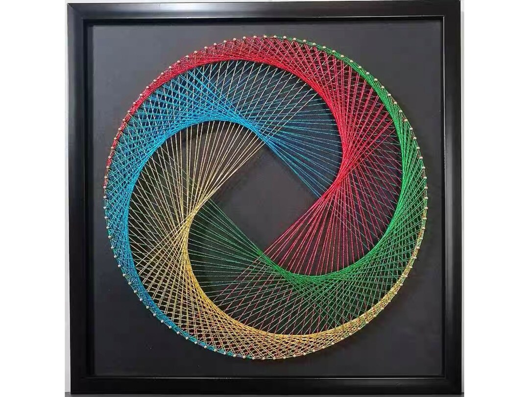 Round String Art Geometric Wall Decorfour Colors Psychedelic - Etsy