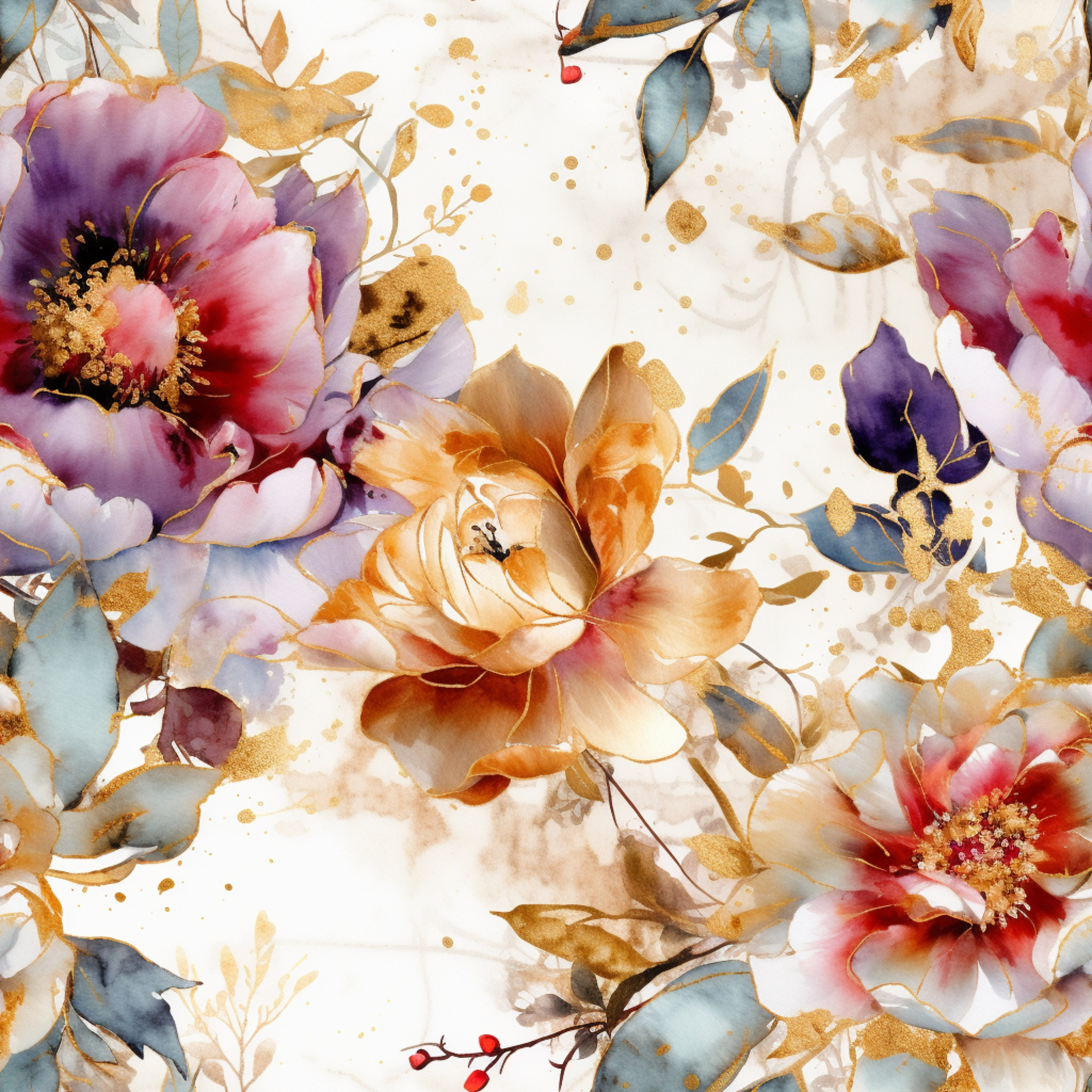 Elegant Watercolor Floral Seamless Pattern High (Instant Download) - Etsy