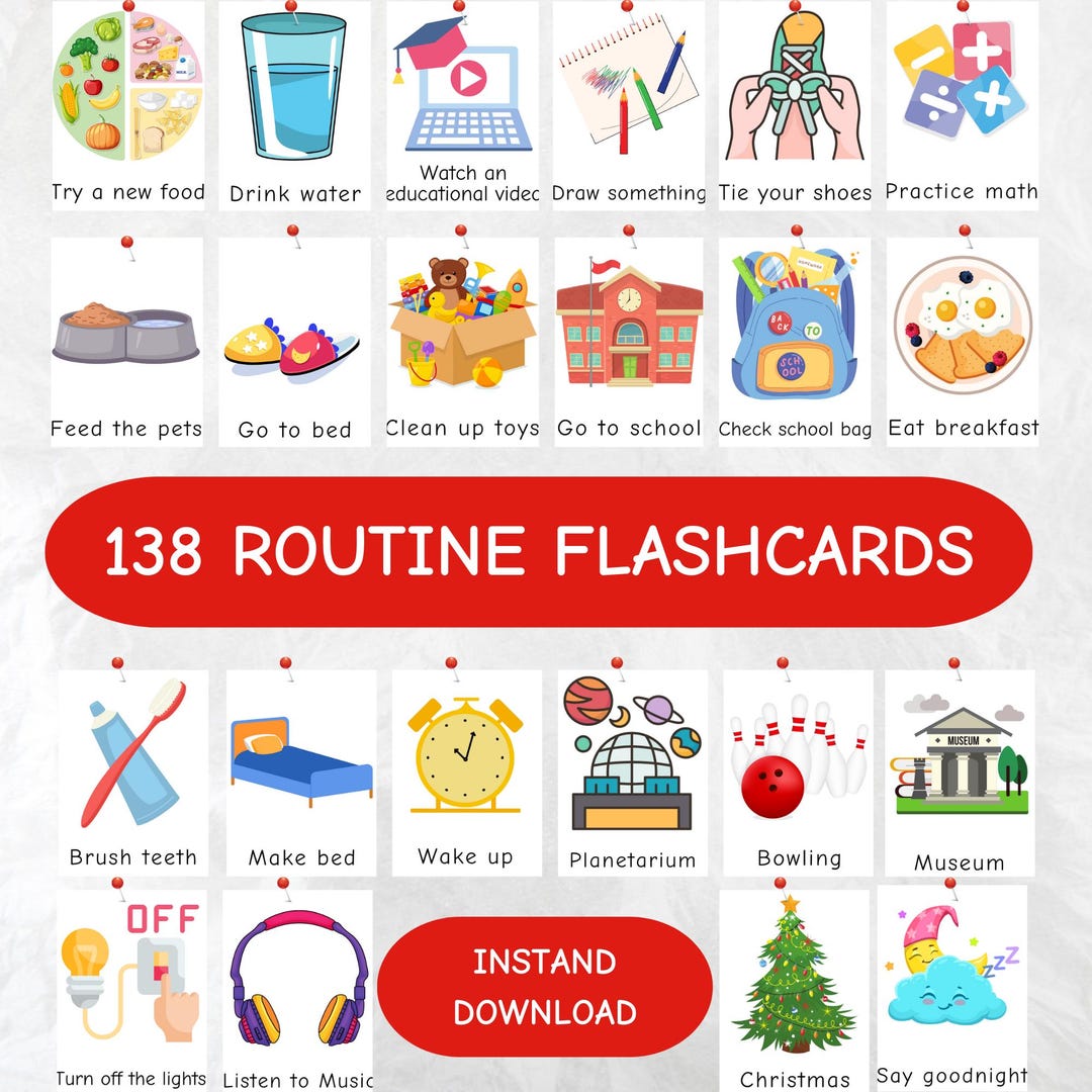 138 Daily Routine Flashcards for Kids ,toddler, Daily Plan, Daily ...