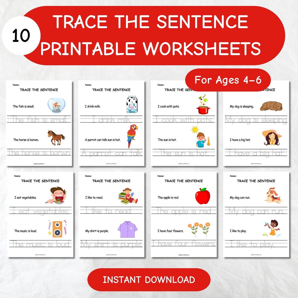 Sentence Tracing Worksheets: Fun Handwriting Practice for Kids ...