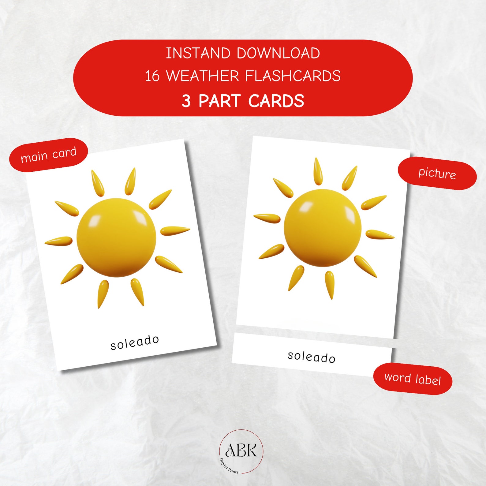 Spanish Weather Flashcards, Homeschool Printable (digital Download) - Etsy
