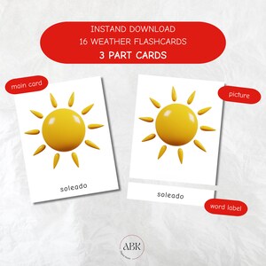 16 Weather Cards SPANISH , Homeschool Printables, Learning Cards ...