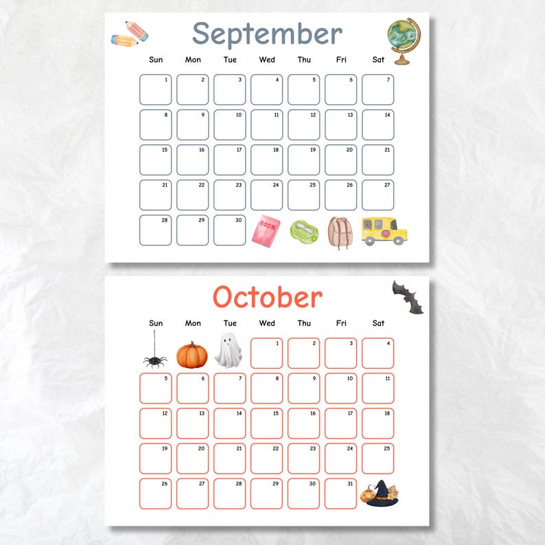 2025 Kids Calendar Printable, Kids Calendar 2025 Printable, Academic ...