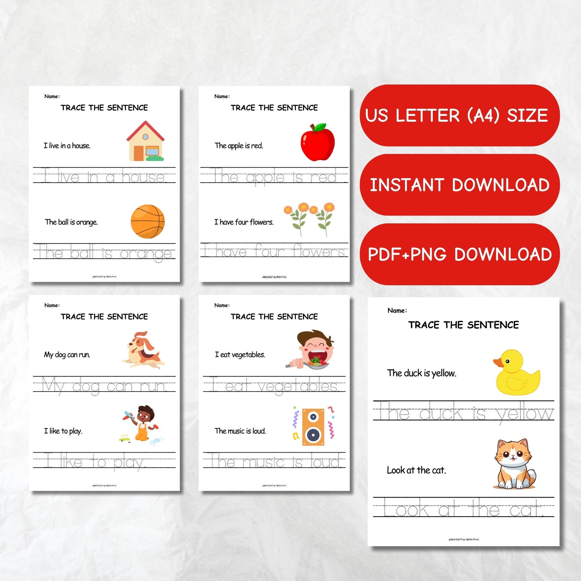 Sentence Tracing Worksheets: Fun Handwriting Practice for Kids ...