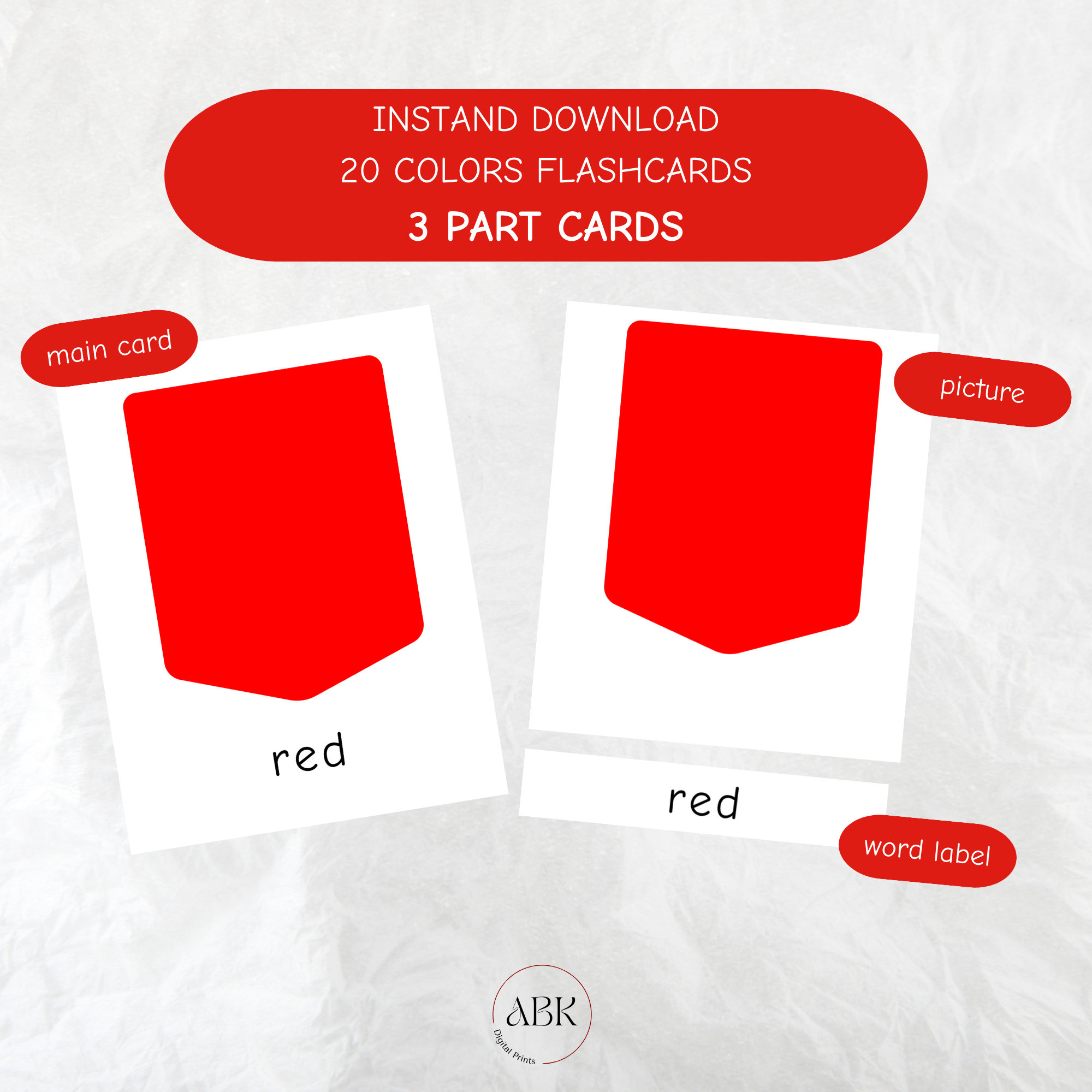 20 COLORS Flashcards, Montessori Color Education Set, Educational Color ...