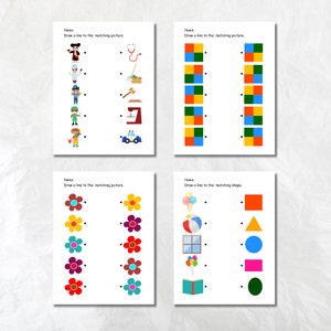 Matching Worksheets Printable Preschool Activity PDF - Etsy