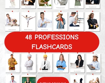 32 Professions Flashcards / Occupations, Job Image Cards for Kids ...