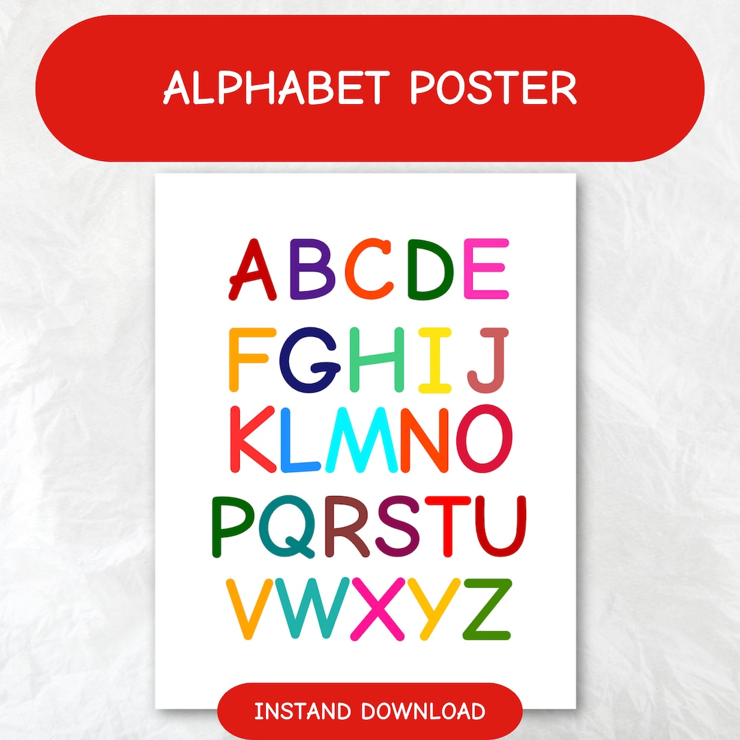 Alphabet Poster: Colorful Abcs, Toddler Classroom Decor (digital ...