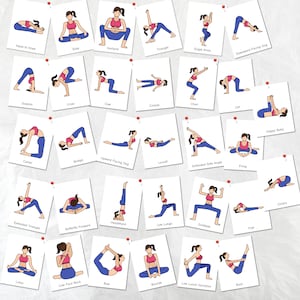 32 YOGA POSES Flashcards, 32 Cards - Sets, Printable/digital PDF ...